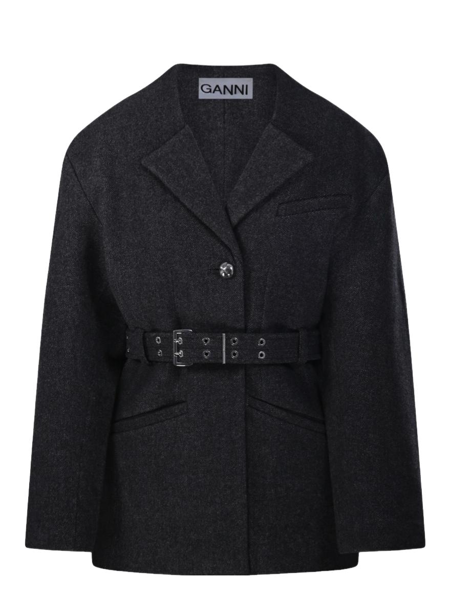 GANNI Ganni Belted Single-Breasted Jacket